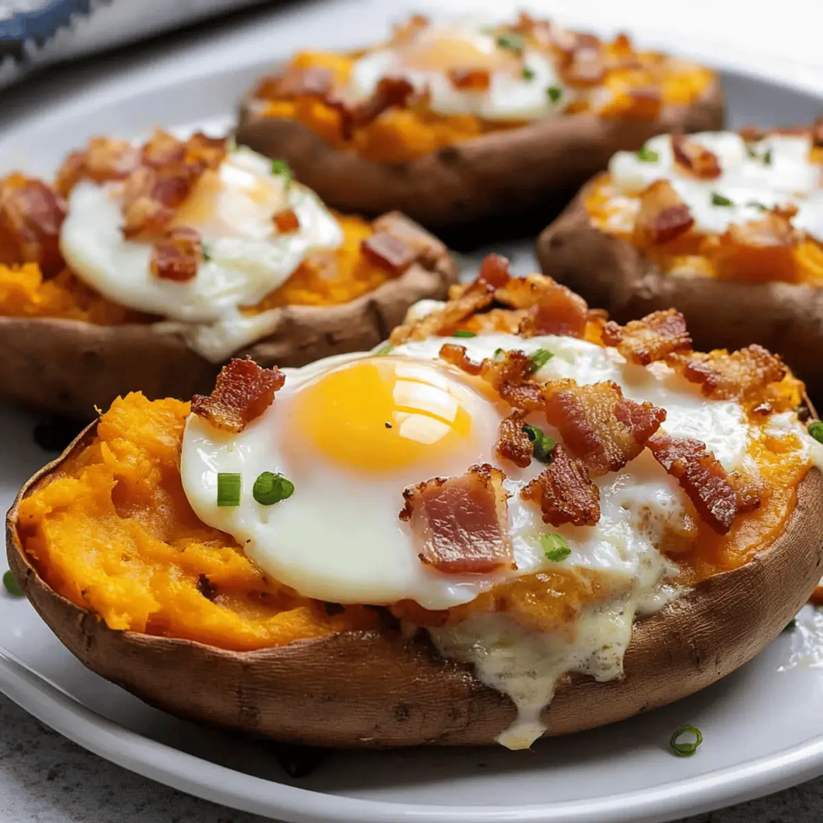Ultimate Breakfast Sweet Potatoes Loaded with Bacon, Egg, and Cheese